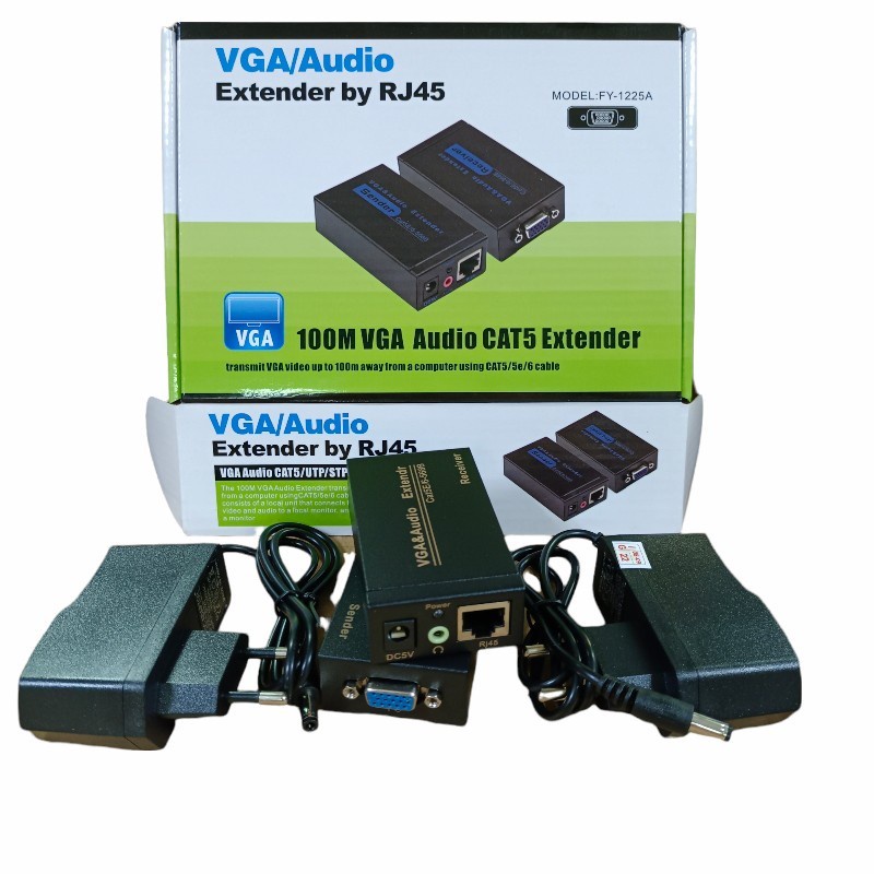 Jual VGA Extender 100Meter Over Kabel Lan Cat6 Cat5 with Audio | Shopee ...