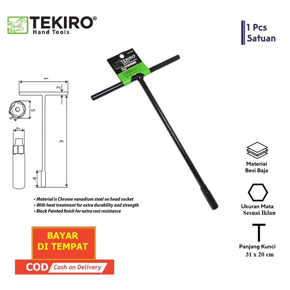 Jual TEKIRO Kunci Sok Sock Shock T Hitam 12mm Kunci Sok T 12 mm T Type Wrench Sock Kunci T ...