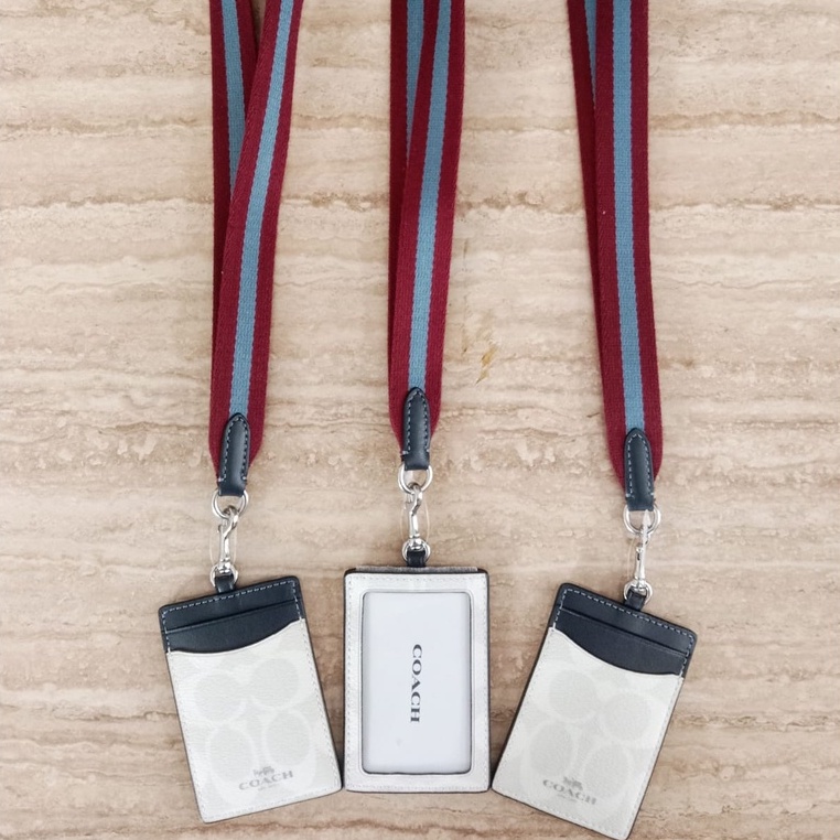 Jual Name Tag Coach Lanyard Id Card Case in Signature - 100% Original ...