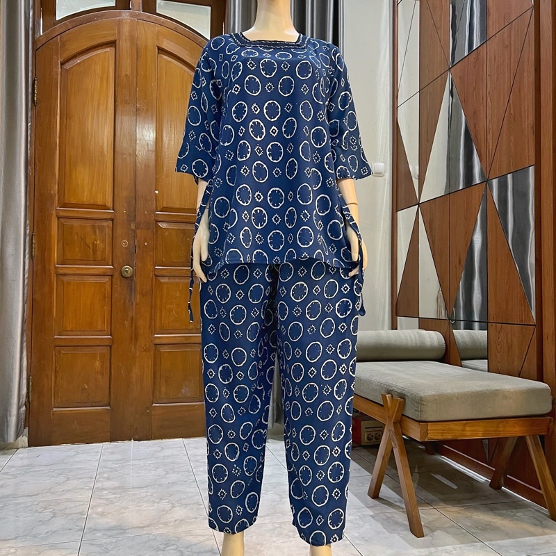 Jual NTSY/ Piyama Batik Cap Solo Asli One Set Lengan 3/4 CP Rombe Celana Panjang Setelan Baju ...