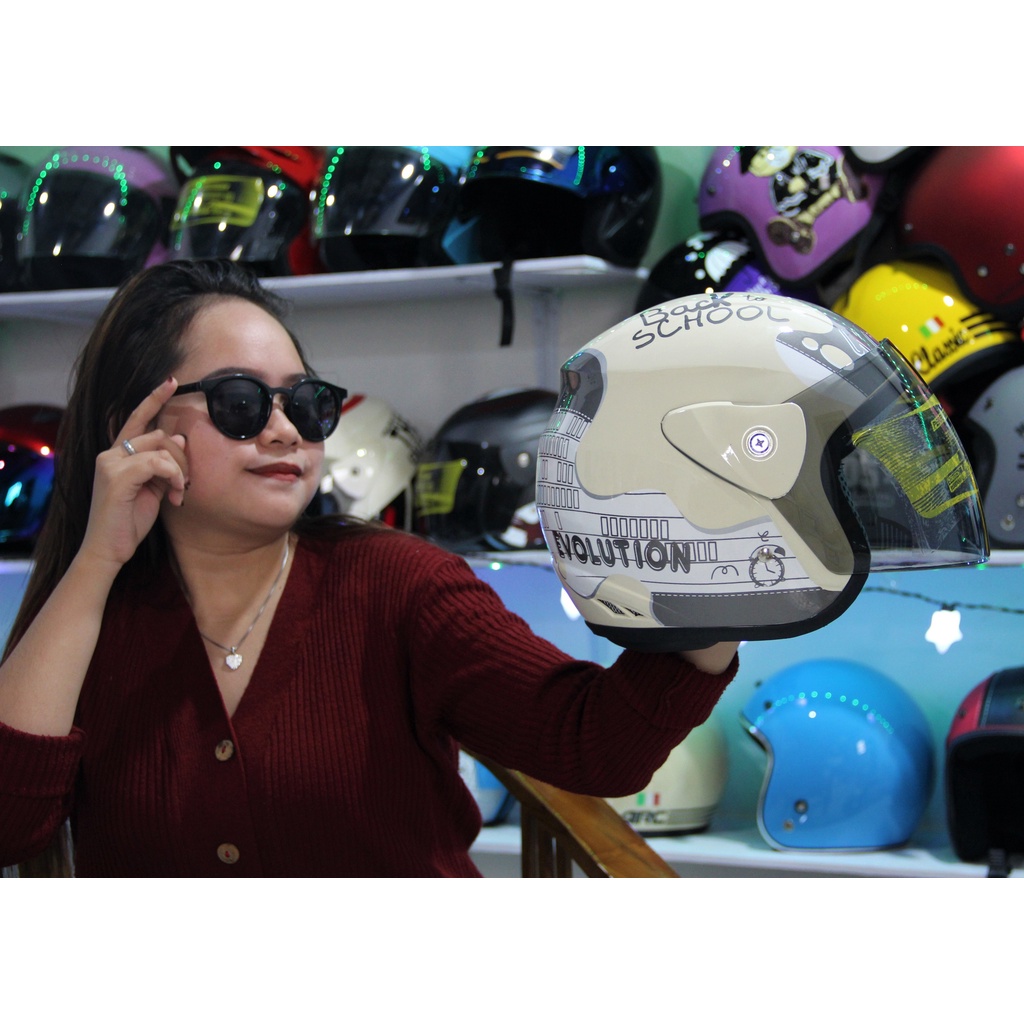 Jual HELM EVO EVOLUTION DEWASA MOTIF BACK TO SCHOL MIRIP DENGAN GM ...
