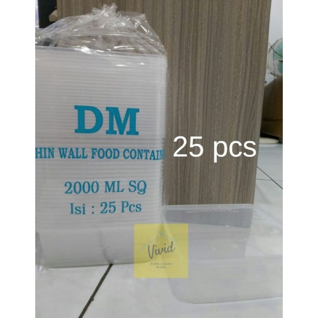Jual Thinwall Kotak Persegi DM 2000 ml - Kotak Makan ANTI PANAS (25 pcs ...