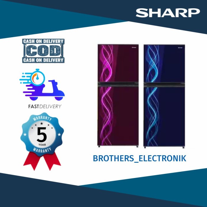 Jual Kulkas 2 Pintu Sharp SJ-197 ND No Frost | Shopee Indonesia