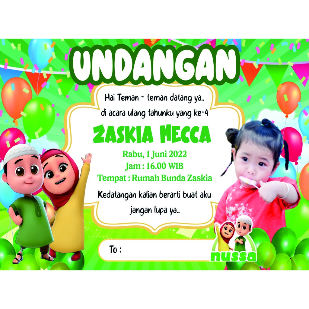 Jual Kartu Undangan Ultah Anak Custom Free Plastik, Kartu Undangan Ulang Tahun Anak Custom Free ...