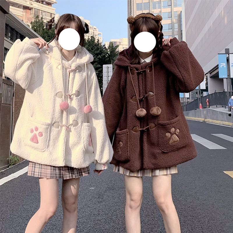 Jual [ COD ]Cuties winter warm thickened Japanese hooded jacket ...
