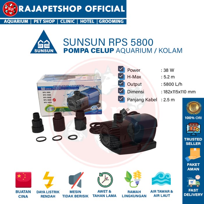 Jual ( POMPA AIR ) SUNSUN RPS 1800-5800 SUBMERSIBLE WATER PUMP CELUP ...