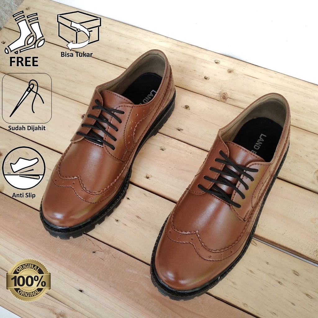 Jual Sepatu Dokmart Wingtip Coklat 3 Hole Land Brother | Shopee Indonesia