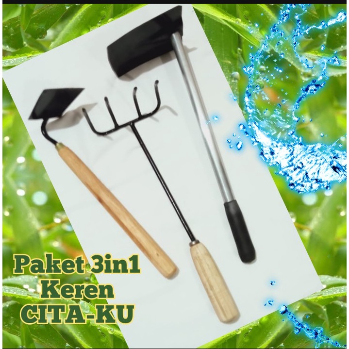 Jual Cangkul Pacul Taman Mini Kayu Panjang + Garukan Tanah Rumput Mini ...