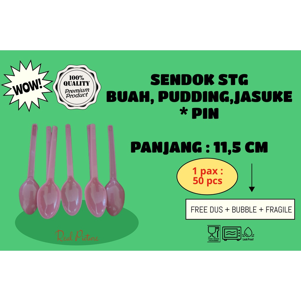 Jual Sendok STG Warna 11,5 cm sendok buah pudding kue Isi 50 pcs ...