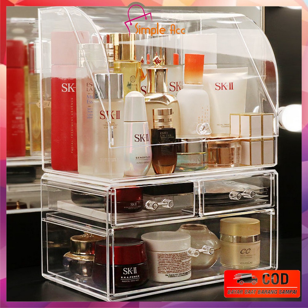 Jual DO-K133 Rak Kosmetik Acrylic Transparan Dengan Penutup Anti Debu ...