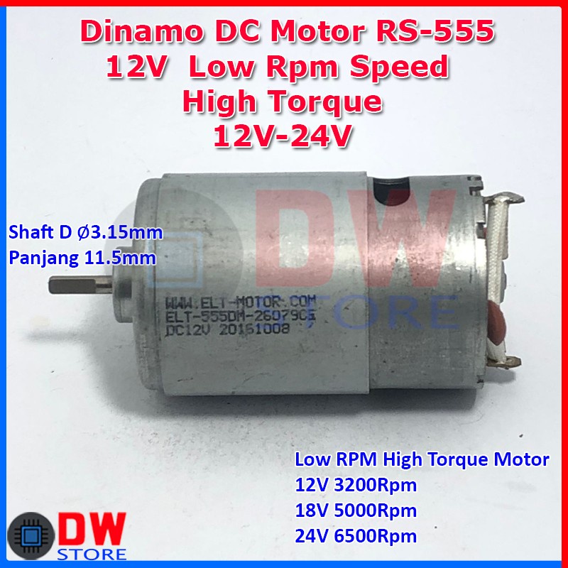 Jual Dinamo DC Motor RS555 RS-555 12V - 24V Low RPM Speed High Torque | Shopee Indonesia
