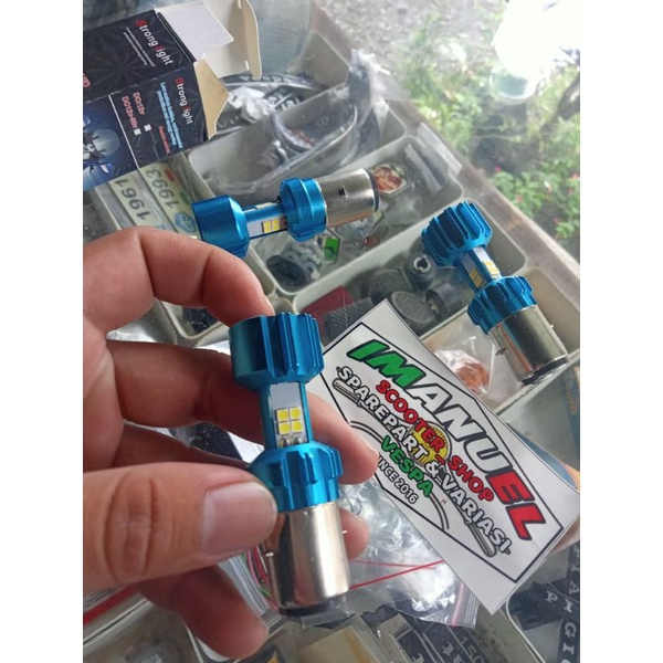 Jual LAMPU BOHLAMP DEPAN VESPA LED 3 SISI 12 VOLT VESPA KAKI 2 LAMPU ...