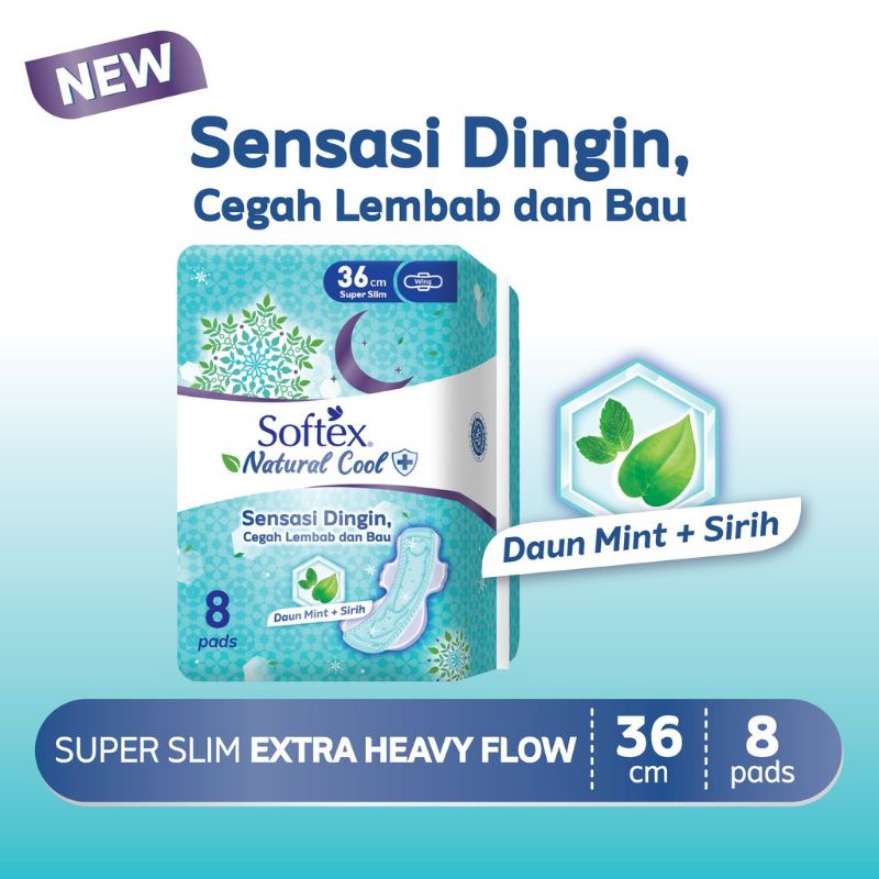 Jual Softex Natural Cool + Super Slim dengan Daun Mint dan Sirih 23 cm 29 cm 36 cm / Pantyliner ...
