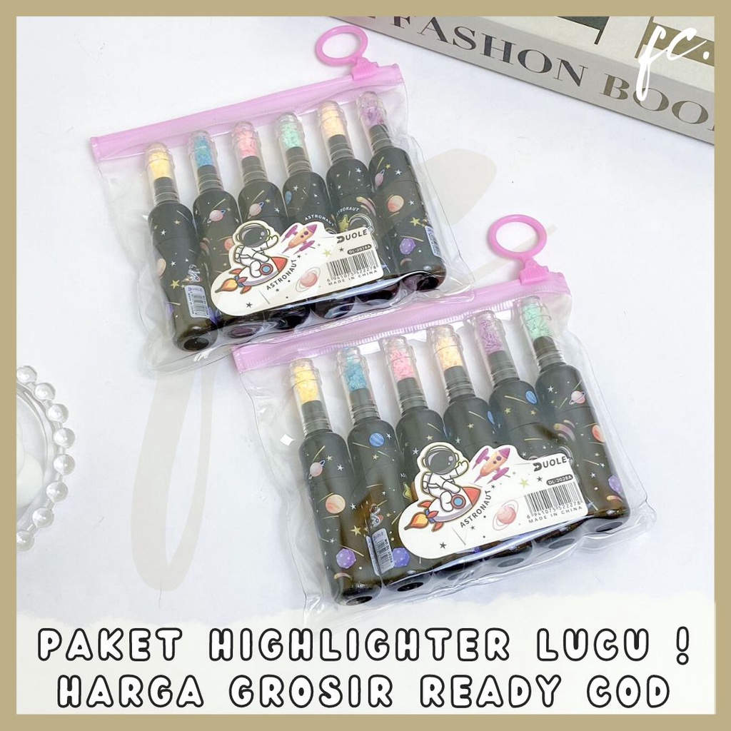 Jual 1 Set isi 6 Pcs Pouch Highlighter / Color Marker Spidol Penanda ...