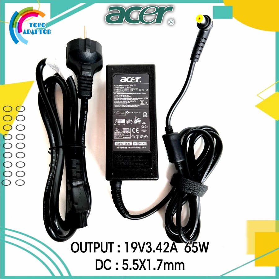 Jual Adaptor Charger Carger Casan Laptop Acer Aspire 19V-3.42A 65Watt ...