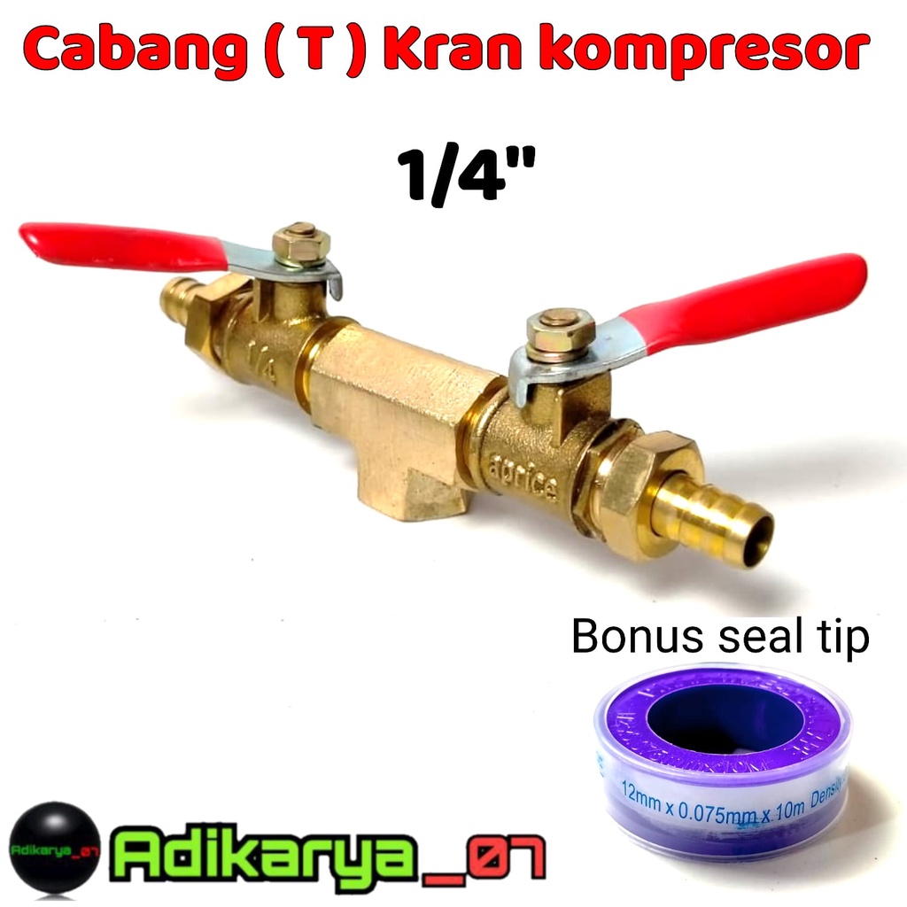 Jual PAKET kran kompresor angin 1/4 + CABANG T kran selang kompresor ...