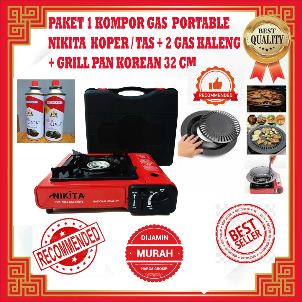 Jual TERMURAH NIKITA KOMPOR PORTABLE 2 IN 1 / PAKET KOMPOR + GRILL DGAS ...