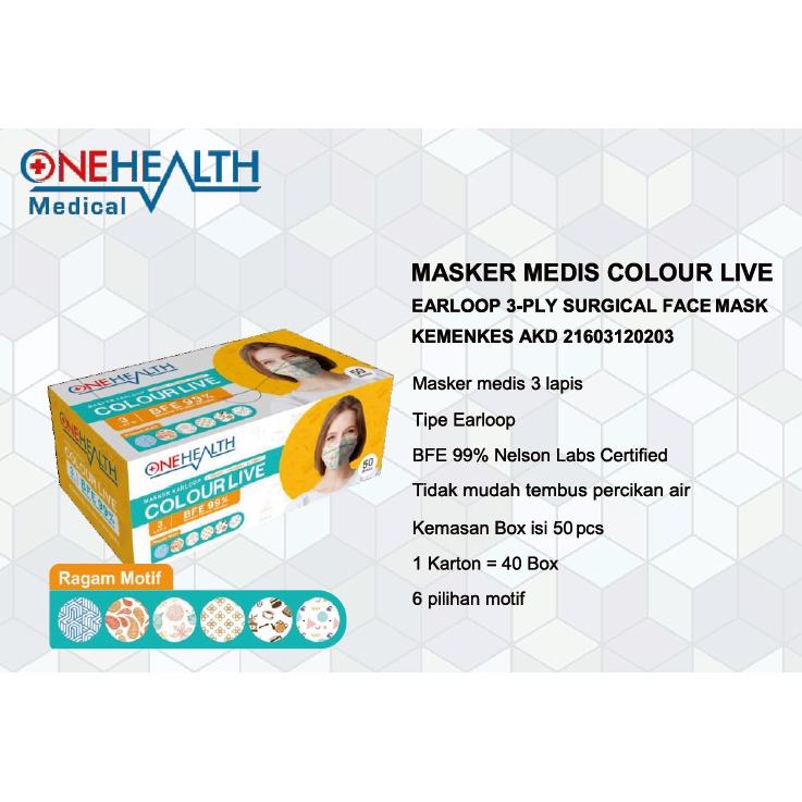 Jual Masker One Health motif / masker medis one health motif / masker ...