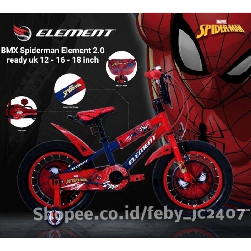 Jual Element Spiderman 2.0 Sepeda Anak Laki Laki Cowok Bmx ukuran 12 16 ...