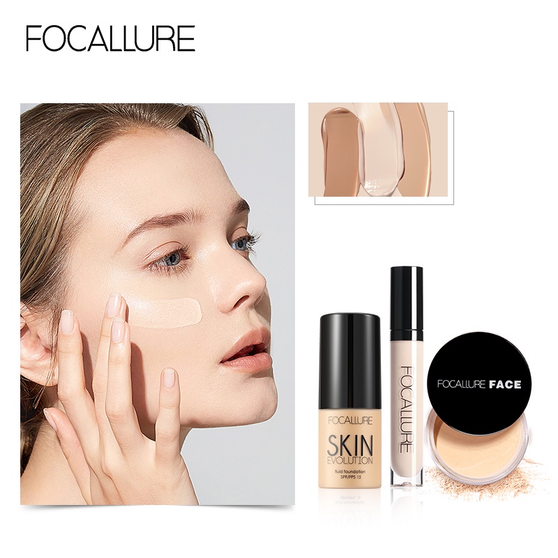 Jual FOCALLURE 3PCS Face Makeup Set including Foundation Looose Powder ...