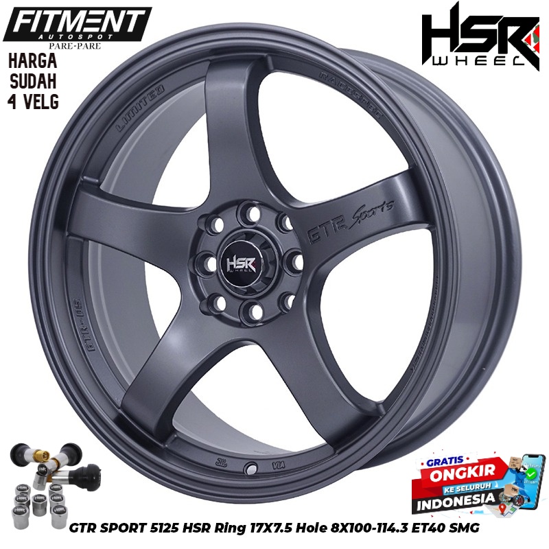 Jual JUAL VELG MOBIL VARIASI MODEL BINTANG TYPE GTR SPORT 5125 HSR R17X75 H8X100-114,3 ET40 SMG ...