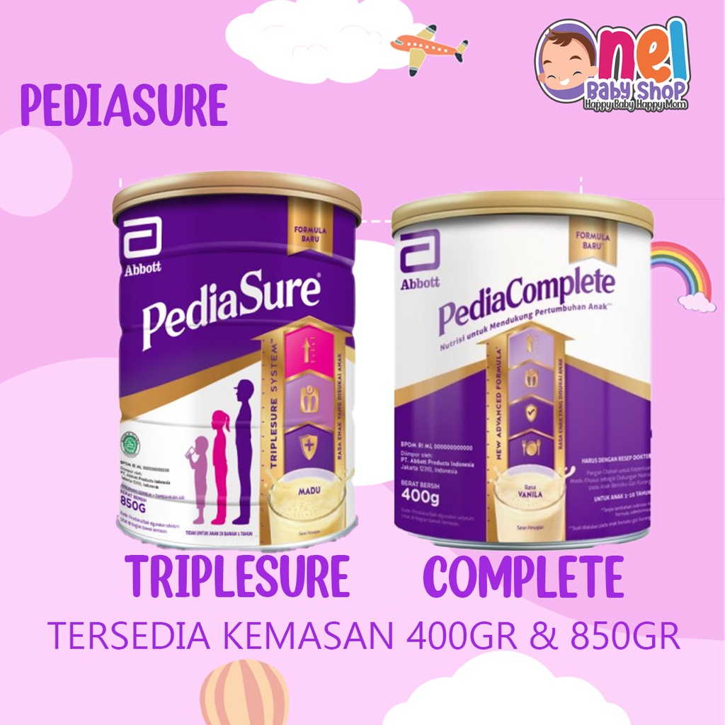 Jual SUSU ANAK - Pediasure Triplesure / Pediacomplete Vanilla / Madu / Coklat 400g/ 850g ...