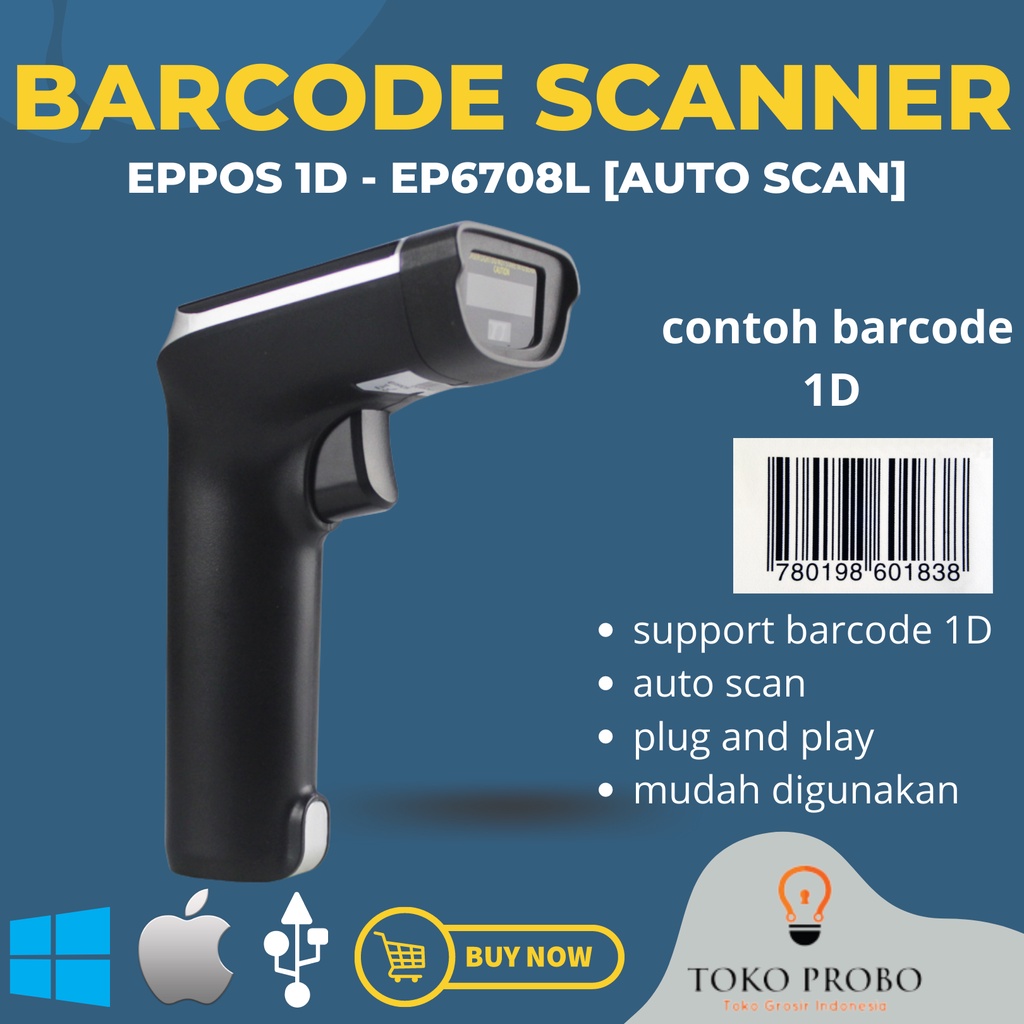 Jual Barcode Scanner EPPOS 1D - EP6708L [Auto Sense-Scan] - Alat Kasir Toko & Mini Market ...