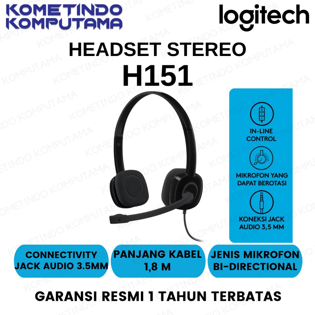 Jual Headset Logitech H151 Stereo Microphone Noise Cancelling - 100% ...