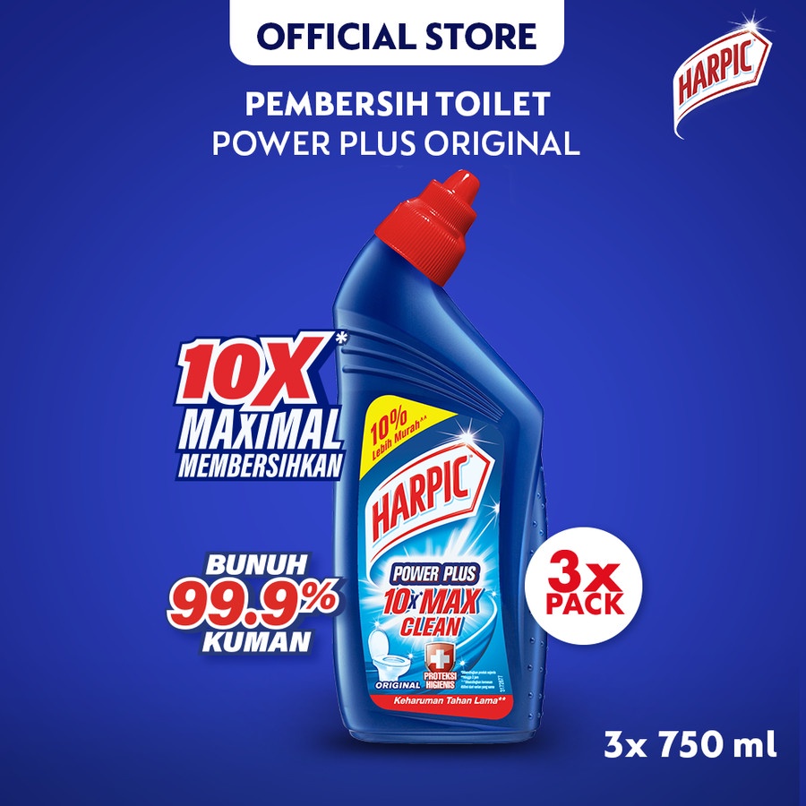 Jual Harpic Power Plus 10X Max Clean Original 750Ml X 3Pcs | Shopee Indonesia