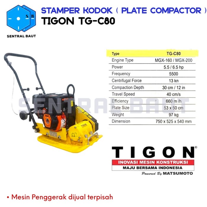 Jual SENTRAL BAUT || Stamper Kodok (Plate Compactor) TIGON TG-C80 ...