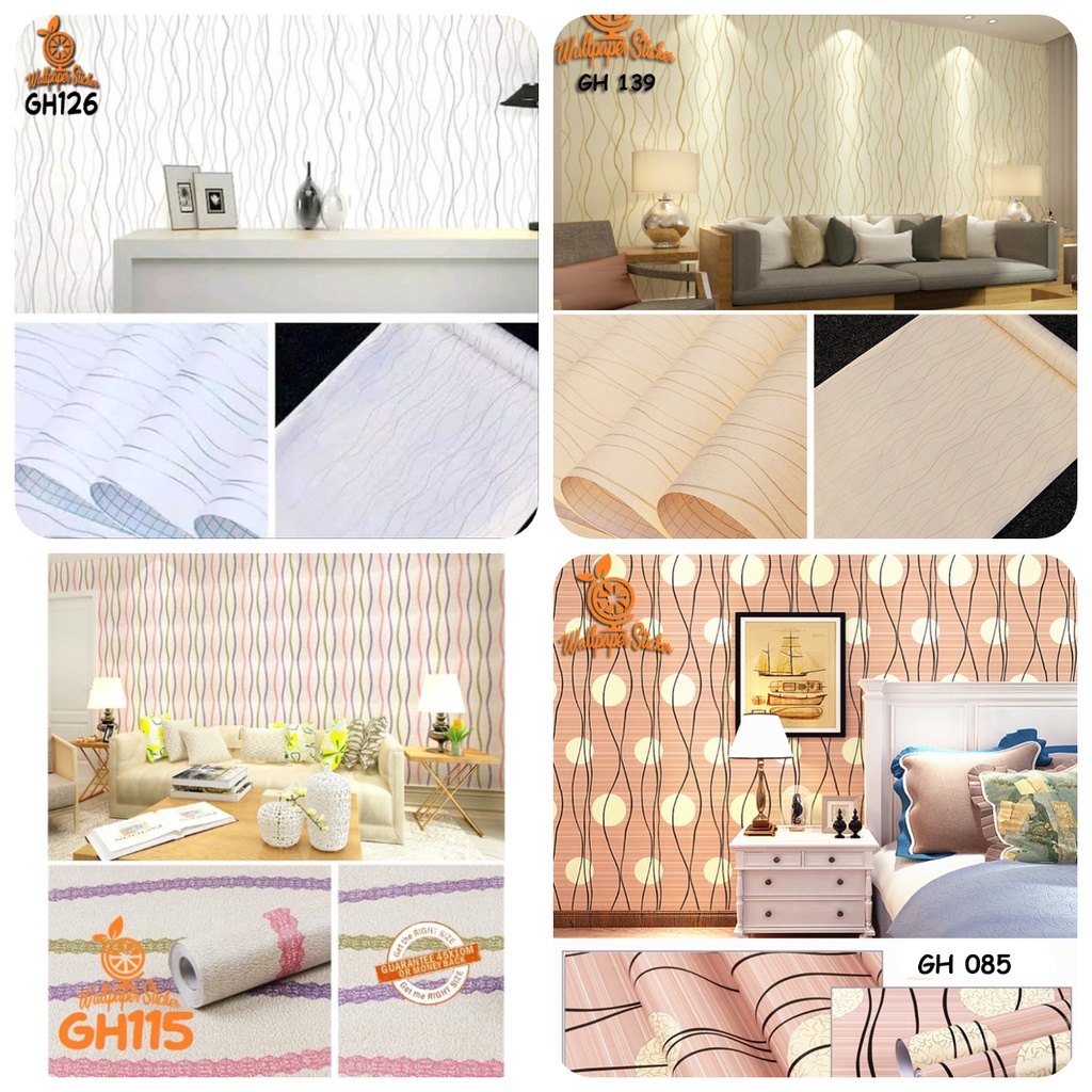 Jual Wallpaper Dinding Motif Salur Ukuran 45cm X 9 Meter Wall Stiker