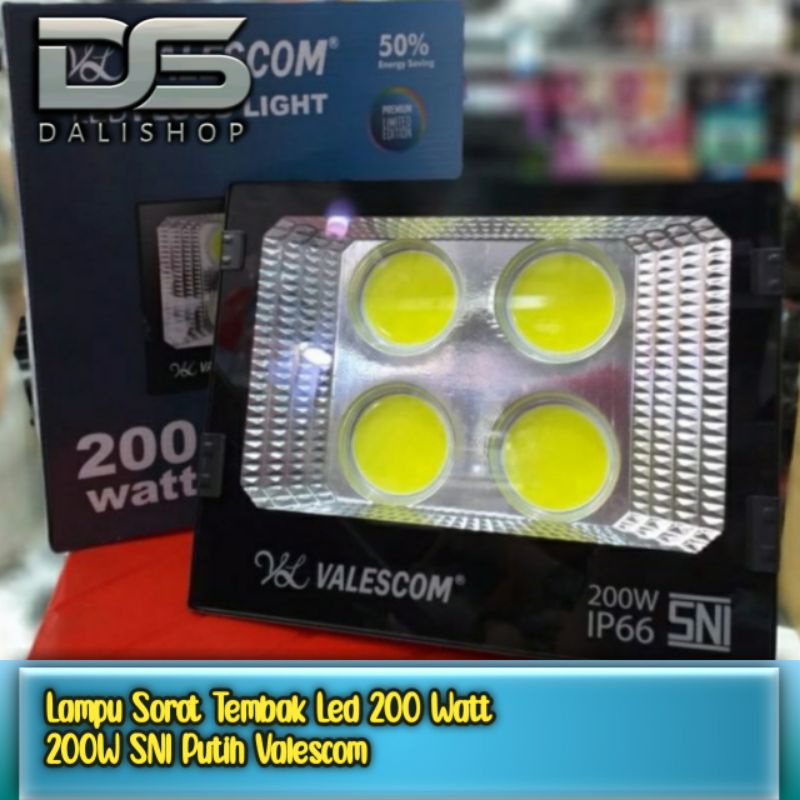 Jual Lampu Sorot Tembak Led 200Watt 100Watt SNI Putih Valescom | Shopee ...