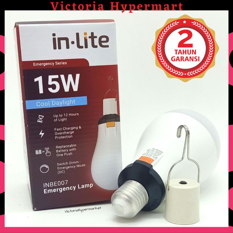 Jual Lampu Darurat 15W Inlite Bulb Putih Emergency Light (Garansi 2 ...