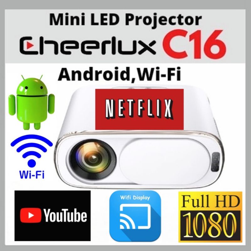 Jual PROYEKTOR ANDROID CHEERLUX C16 WIFI 4000 Lumen 1080P SCREEN ...