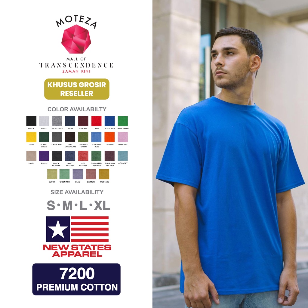 Jual Kaos Polos NSA 7200 - New States Apparel Premium Cotton Combed 24s ...