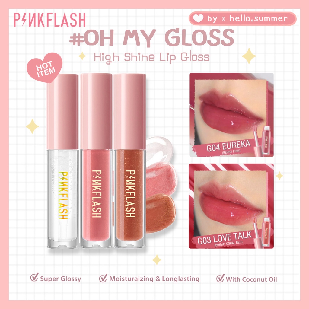 Jual PINKFLASH OhMyPinkflash OhMyGloss High Shine Lip Gloss Lipstik ...
