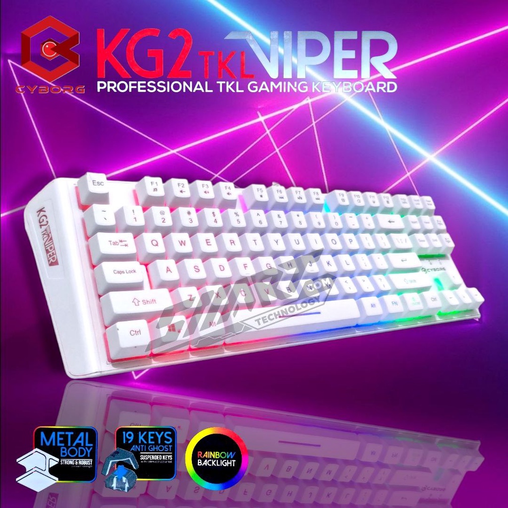 Jual Keyboard Gaming Cyborg KG2 Viper - Putih | Shopee Indonesia