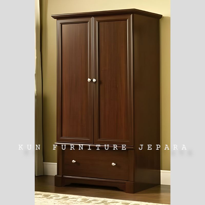 Jual lemari pakaian 2 pintu minimalis modern kayu jati | Shopee Indonesia