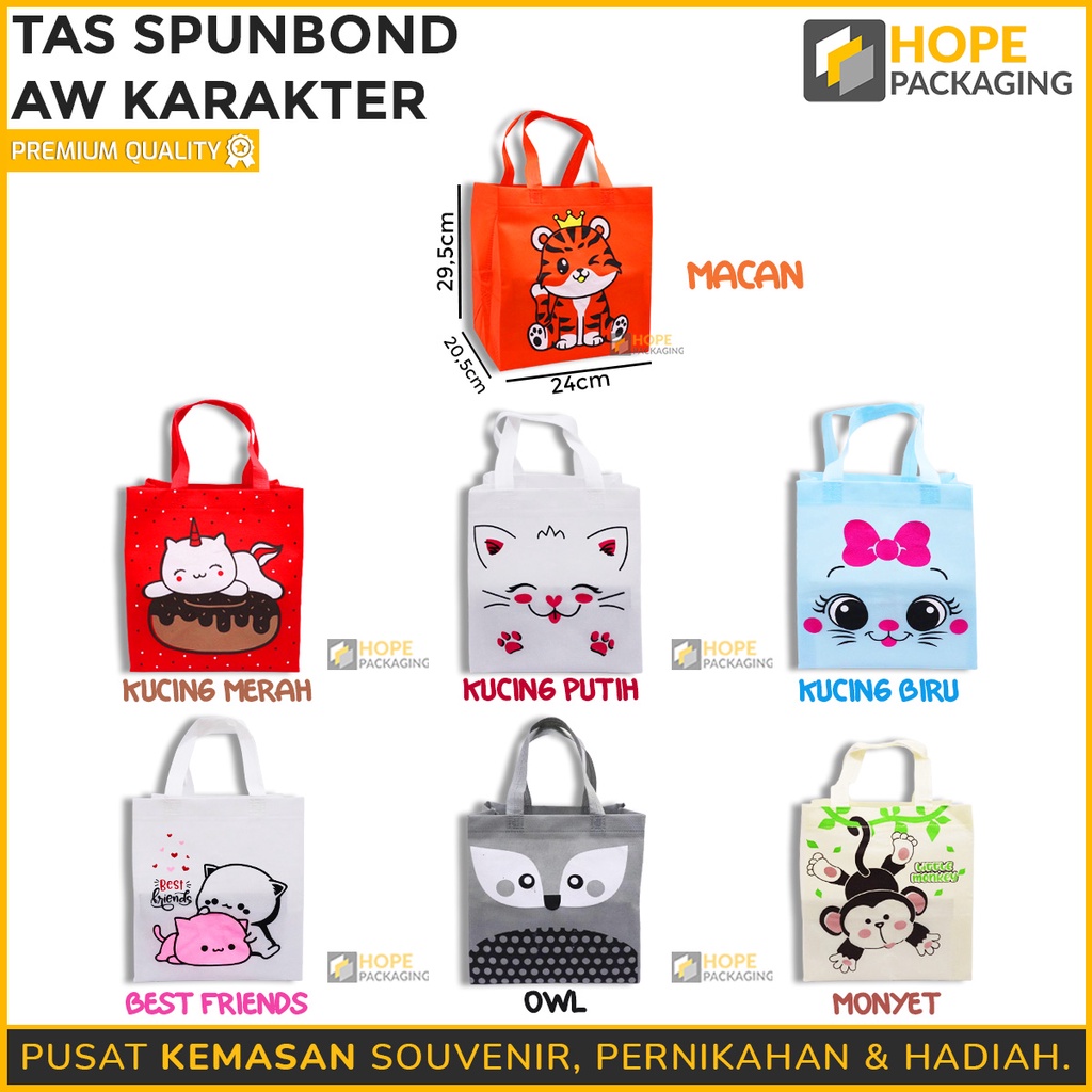 Jual Tas Spunbond AW Karakter Animal / Goodie Bag Bento / Tas Souvenir ...