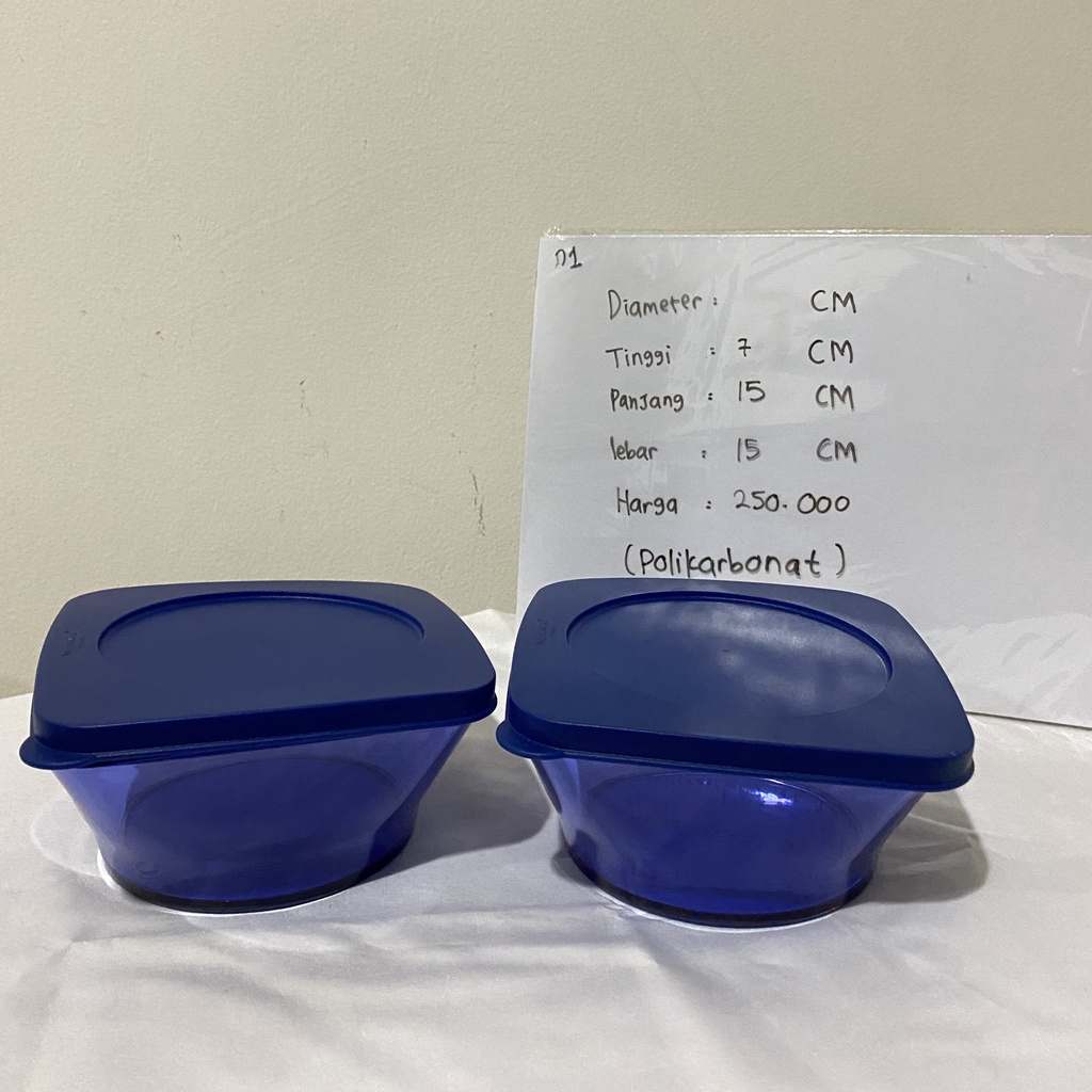 Jual Tupperware - Blue Square Polycarbonate Lunch Box (2pcs) | Shopee ...