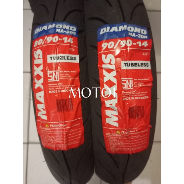 Jual (Paket 2 Ban - Free Pentil Besi ) Maxxis 80/90 dan 90/90-14 Tubeless Diamond, Mav6 ...
