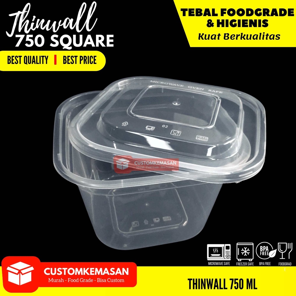 Jual Thinwall 750 ml Kotak / Kotak Makanan Plastik / Thinwall 750 ml ...