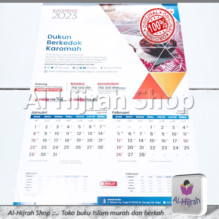 Jual Kalender Dinding Rodja 2023 M (1444 - 1445 H) | Shopee Indonesia