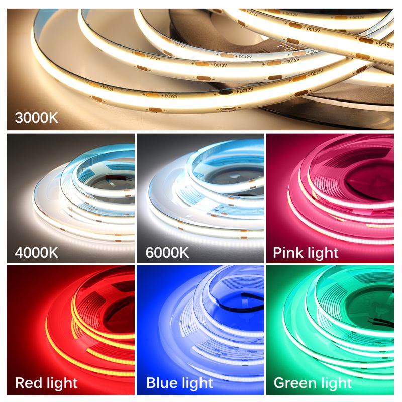 Jual led strip Cob 12V 12 volt 320 led 5 meter flexible | Shopee Indonesia