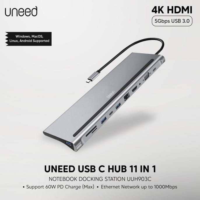 Jual UNEED USB Hub Type C PD Charging with Docking Station 11 in1 ...