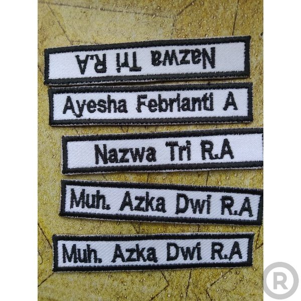 Jual bordir nametag nama sekolah kantor nama satpam satuan Bordir Nama ...