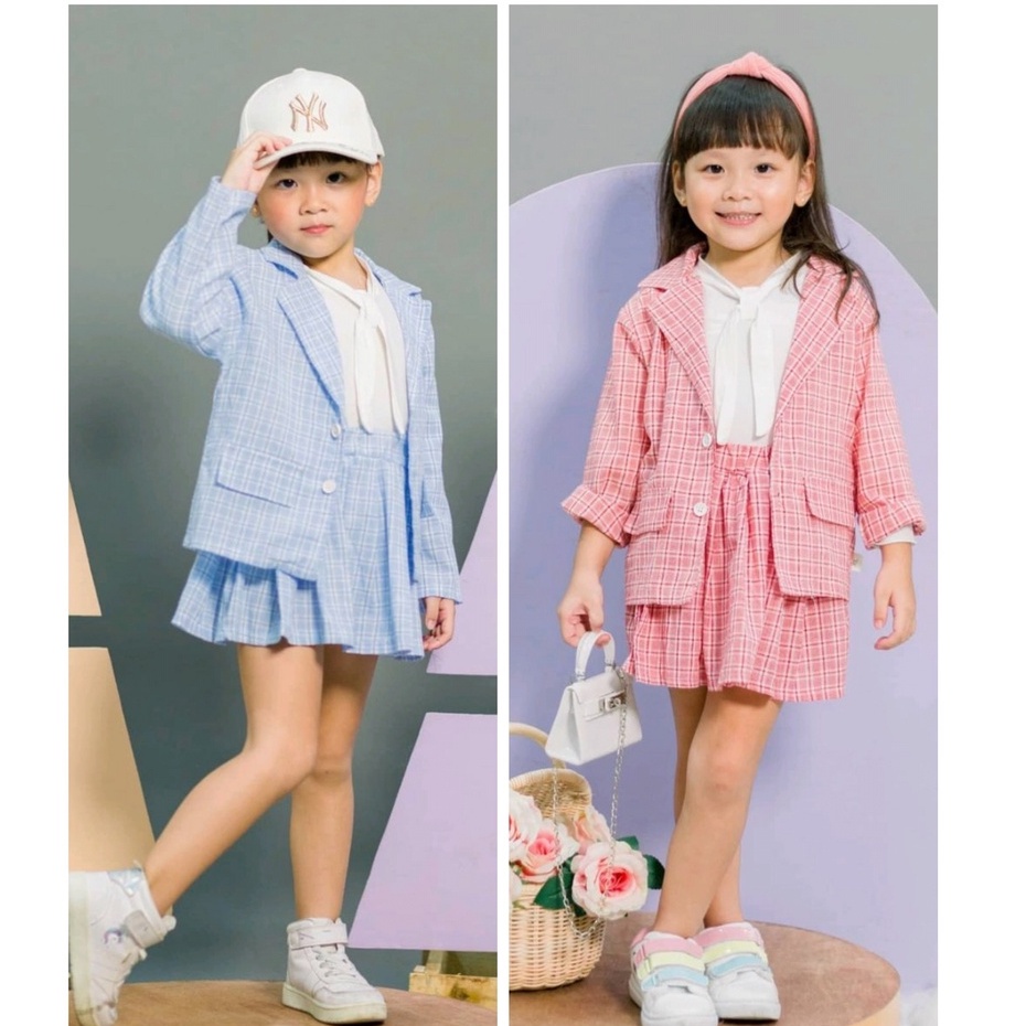 Jual [meandboss] SSP68-Setelan Set 3in1 Anak Perempuan Blouse+Blazer ...