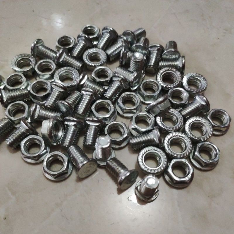 Jual baut mur besi rak siku bolong lubang baut bulat ( Putih 8x15 kunci ...