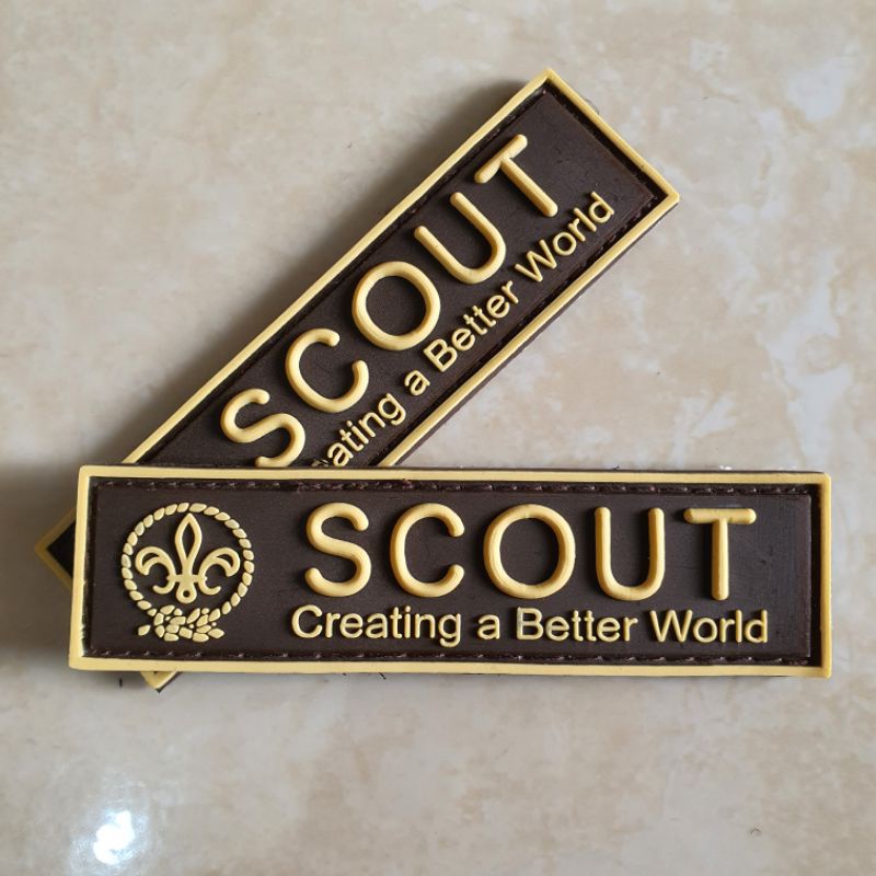 Jual patch rubber logo tulisan scout - creating s better word - pramuka ...