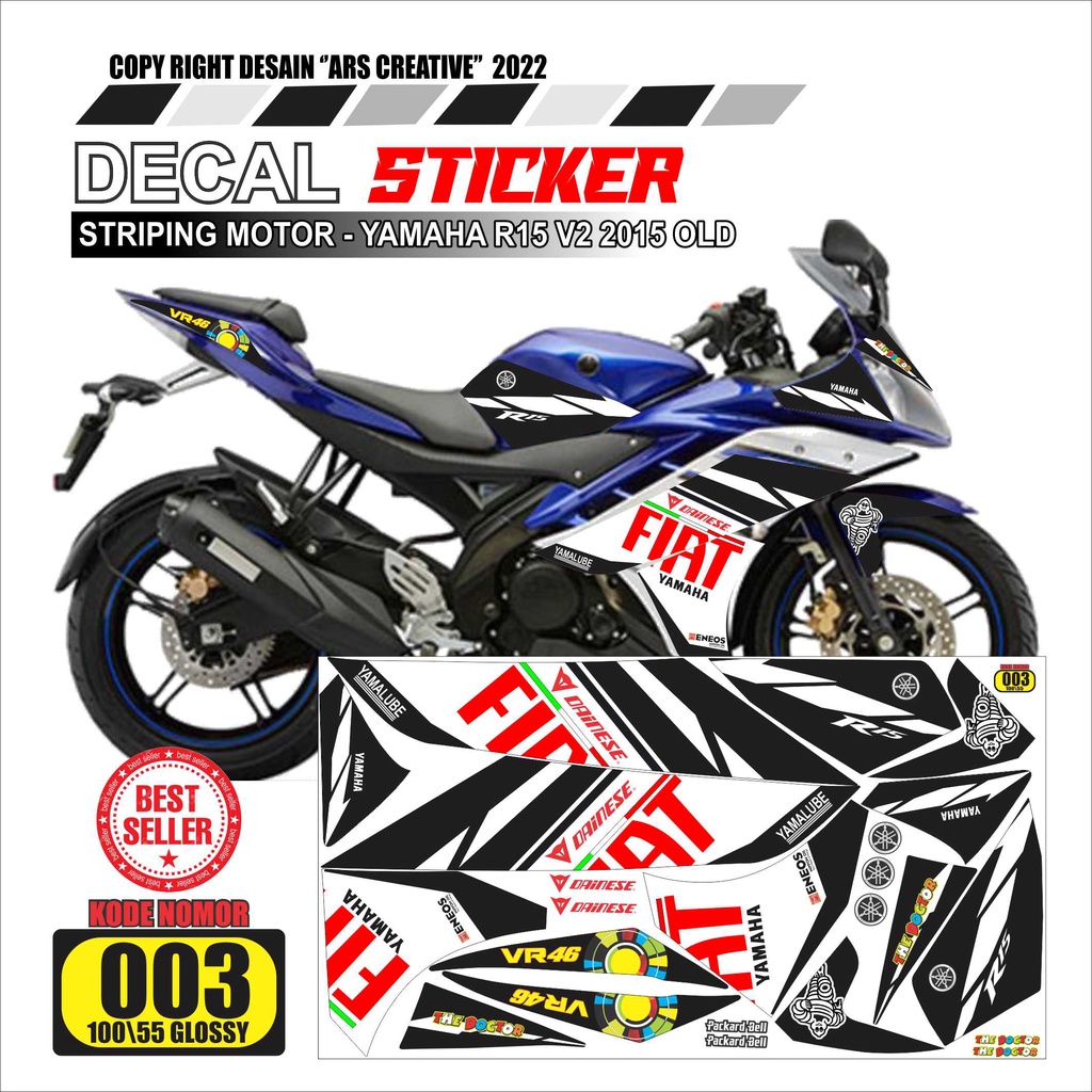 Jual Stiker striping decal Yamaha R15 V2 Semifullbody Variasi Moto Gp ...